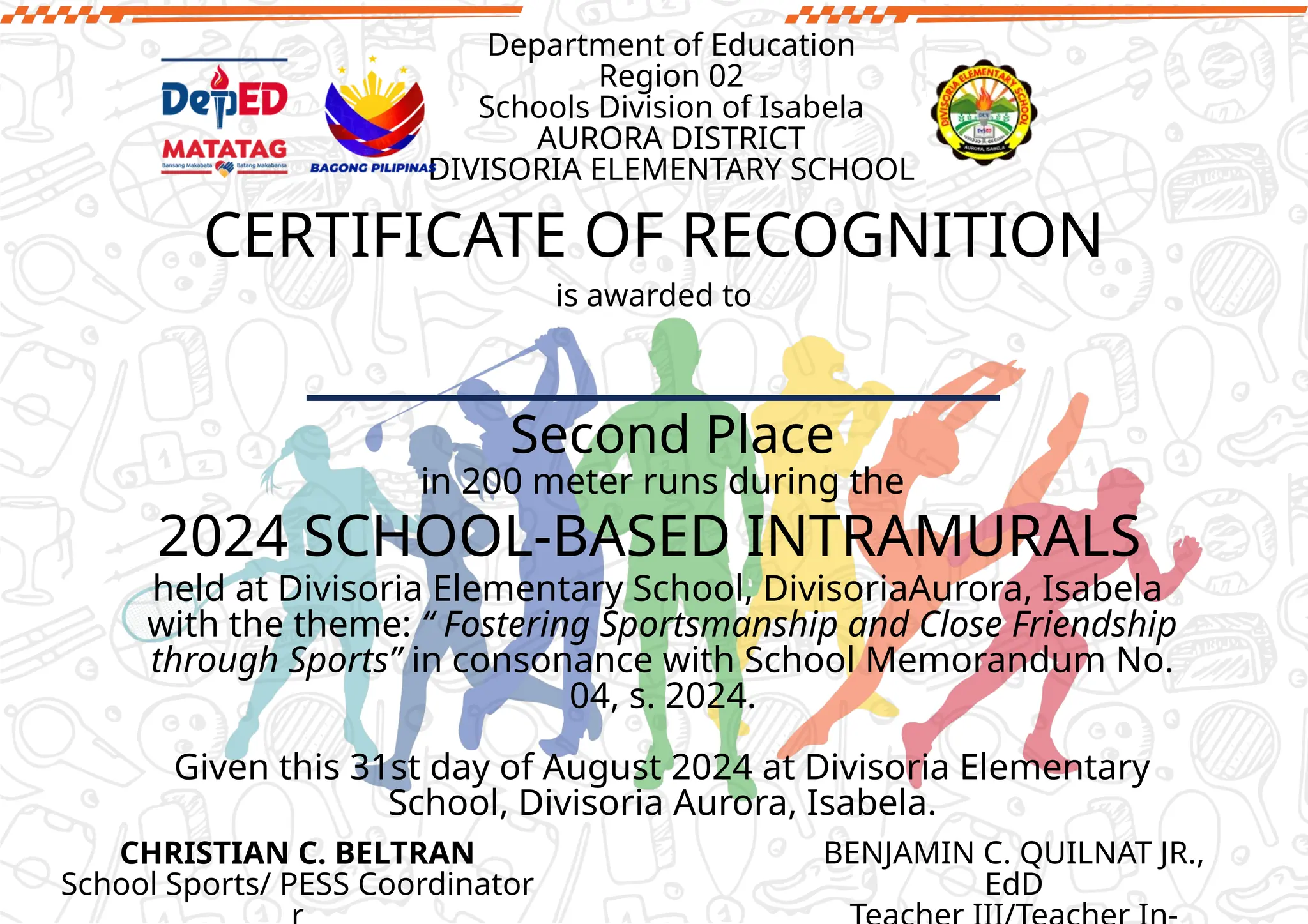 certificate sports intramurals.pptx DIVISORIA | PPTX