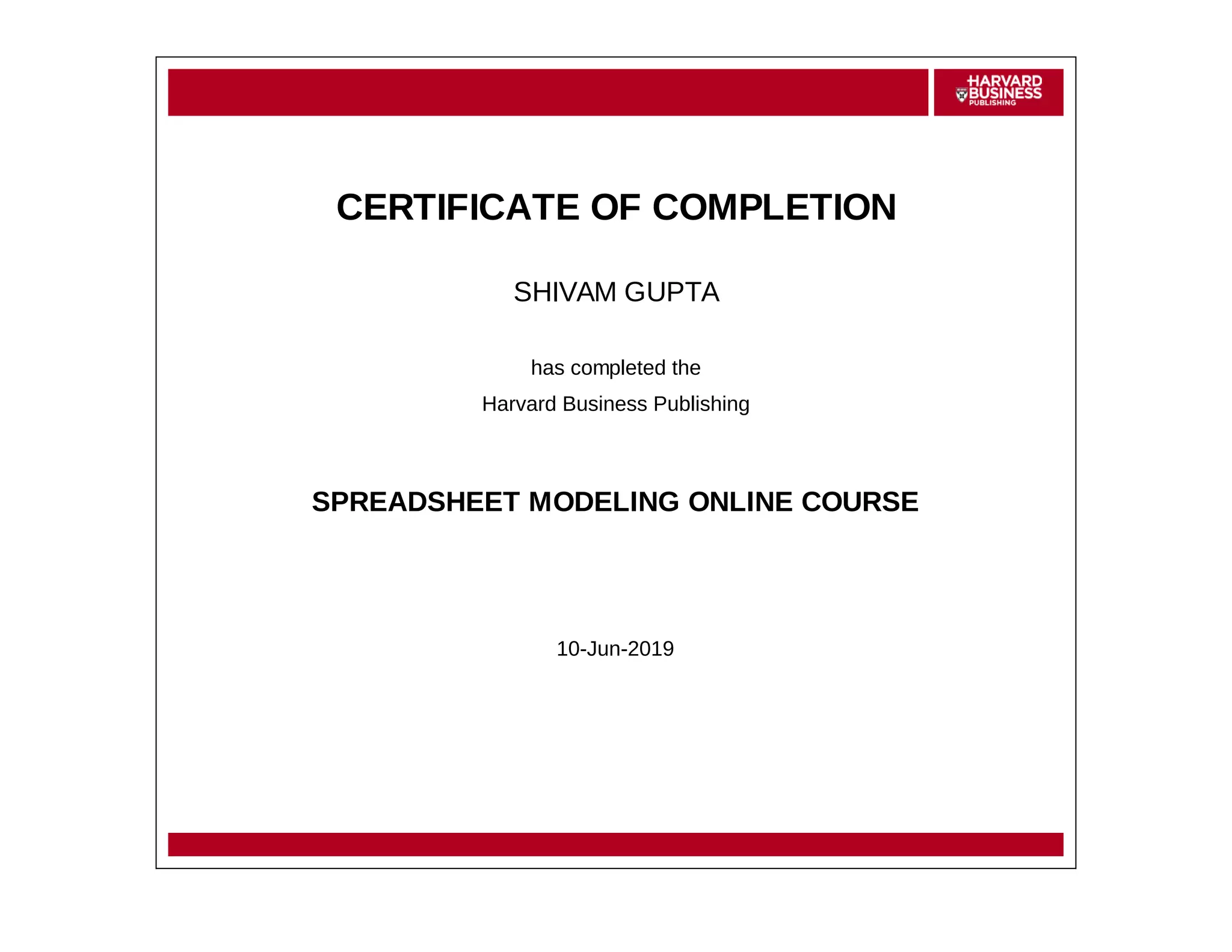 Certificate Spreadsheet Modeling | PPT