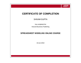 Certificate Spreadsheet Modeling | PPT