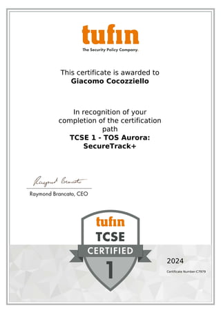 Tufin TCSE 1 - TOS Aurora: SecureTrack + | PDF