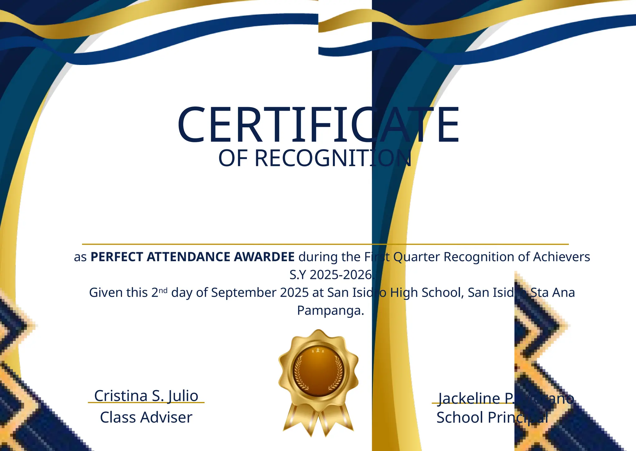 1st first quarter certificate for awardees | PPTX