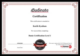 Certification dante-level-1 | PPT