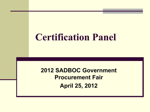 Certification powerpoint-sadboc | PDF | Small and Medium-sized Business ...