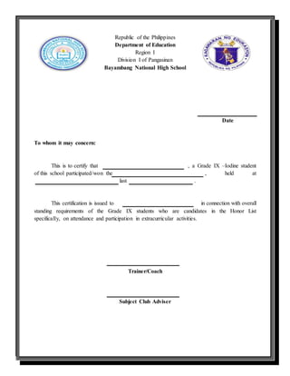 Certification template | PDF