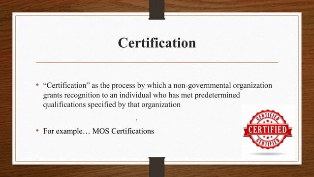 Certification accreditation and licensure (1) | PPTX | Careers