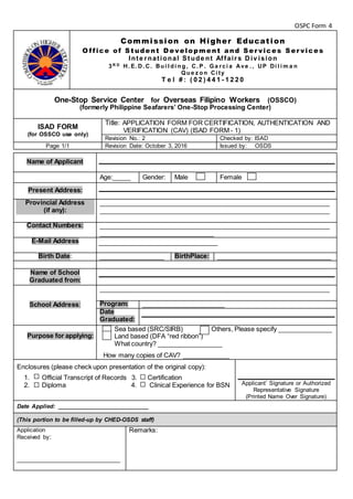 Certification, authentication and verification (cav) application form ...