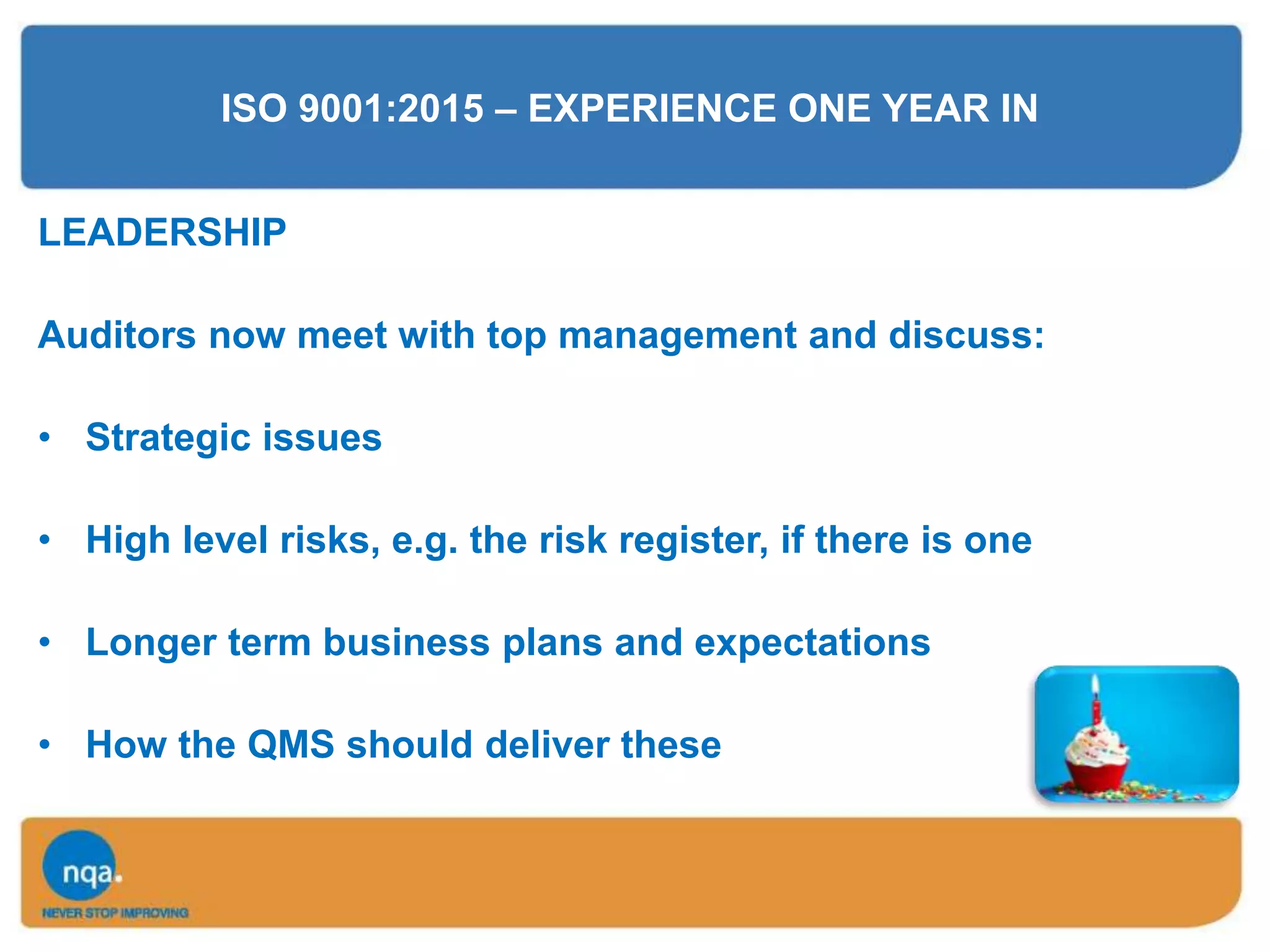 Certification Body Approach to ISO 9001:2015 by NQA | PPTX