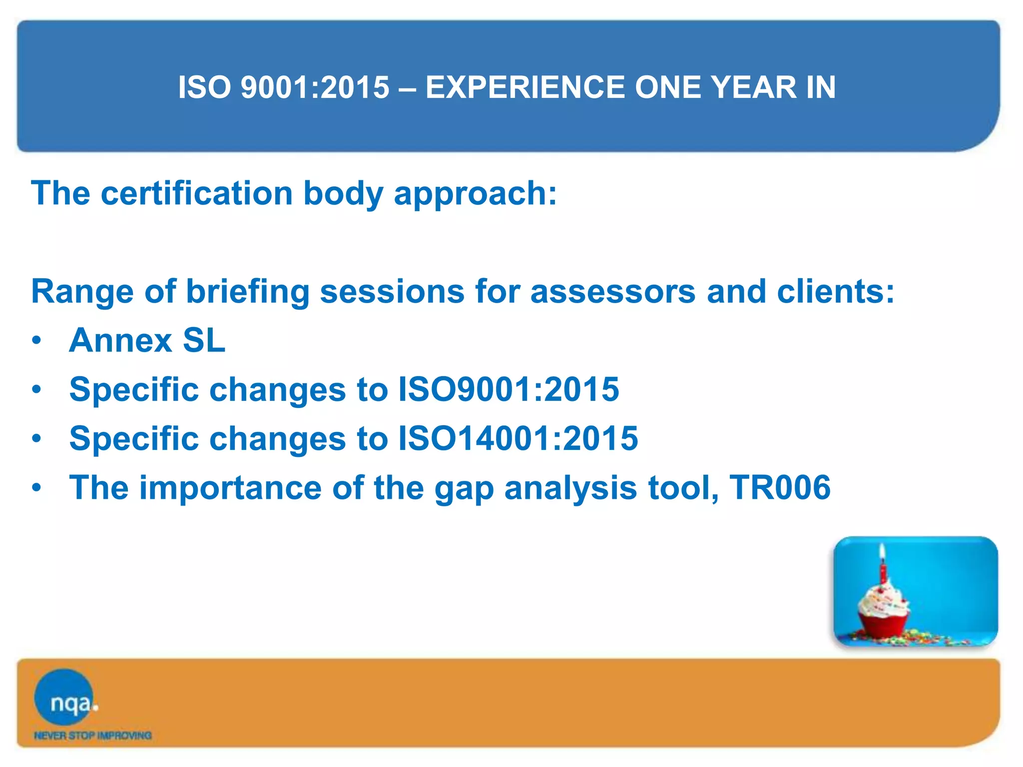 Certification Body Approach to ISO 9001:2015 by NQA | PPTX