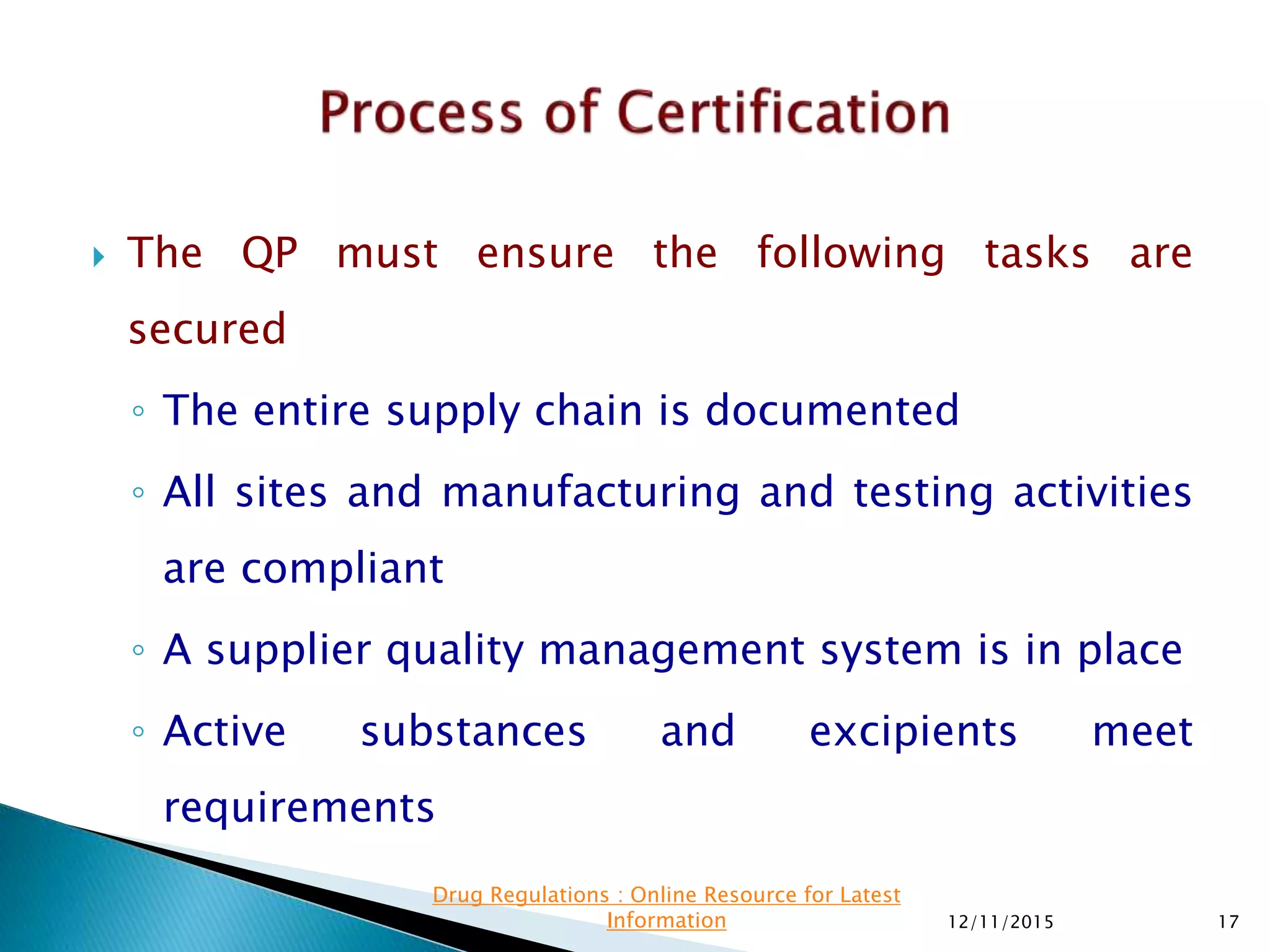 Presentation on EU GMP Annex 16 - Certification by QP | PPTX