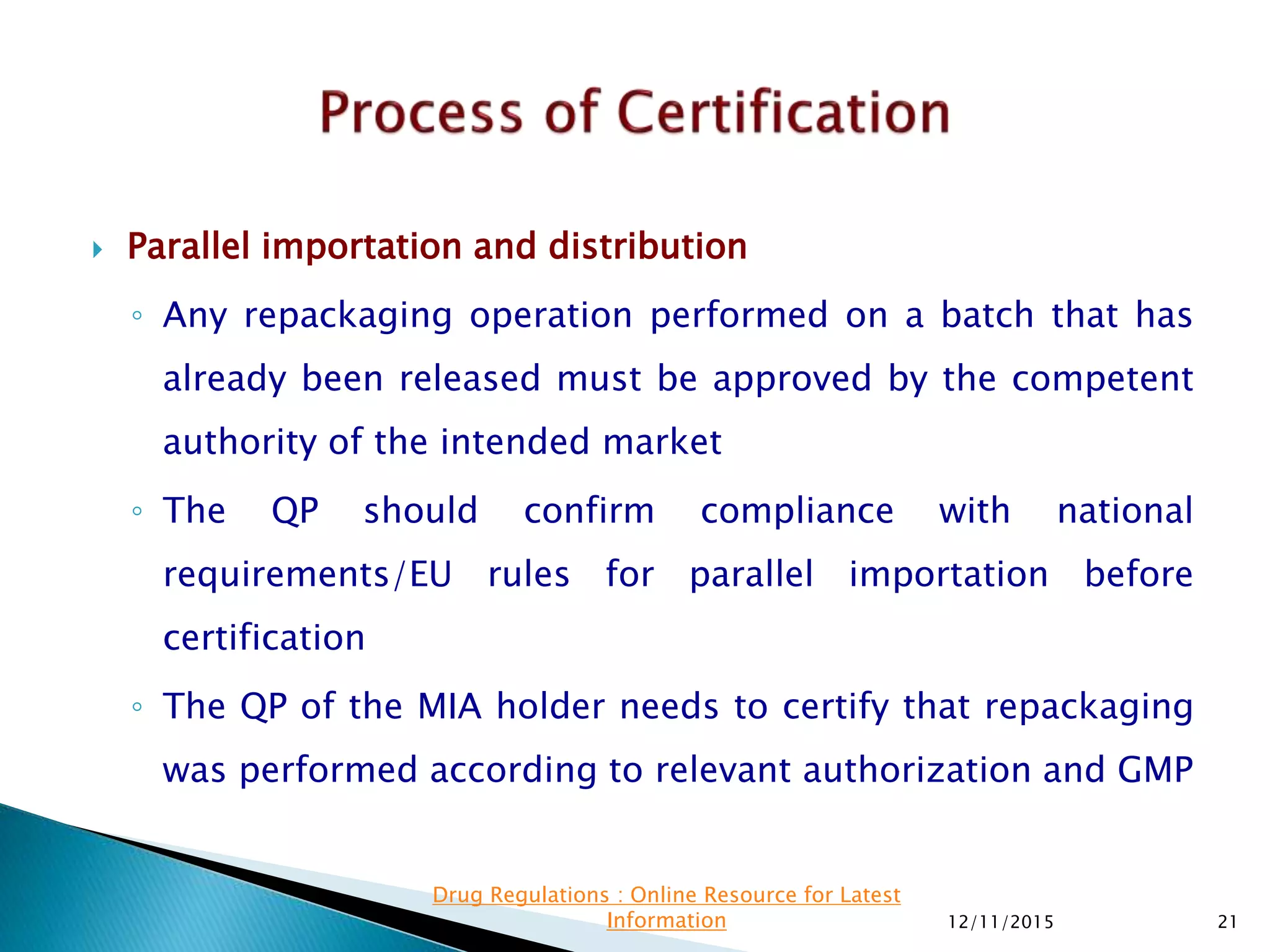 Presentation on EU GMP Annex 16 - Certification by QP | PPTX