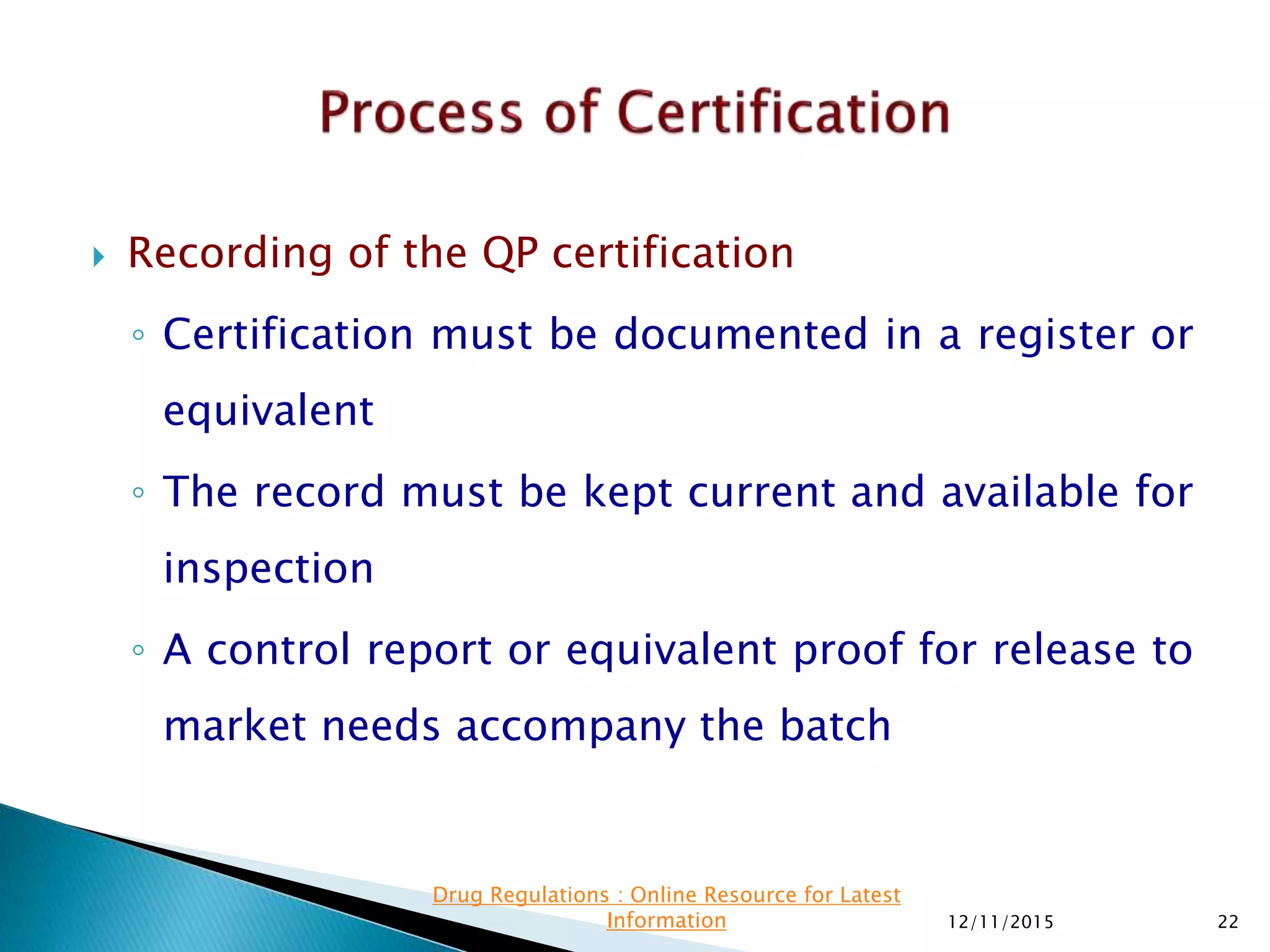 Presentation on EU GMP Annex 16 - Certification by QP | PPTX