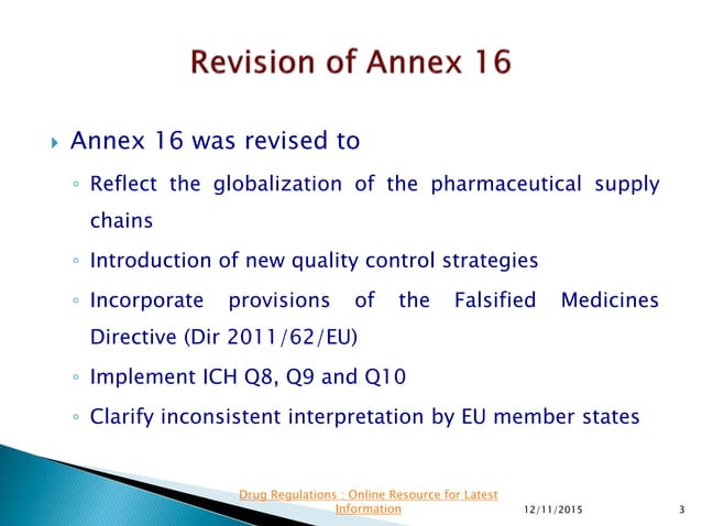 Presentation on EU GMP Annex 16 - Certification by QP | PPTX ...