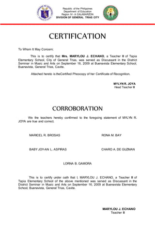 Certification & corroboration | PDF