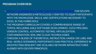 Certification for DevOps Network Engineers Optimizing Network ...