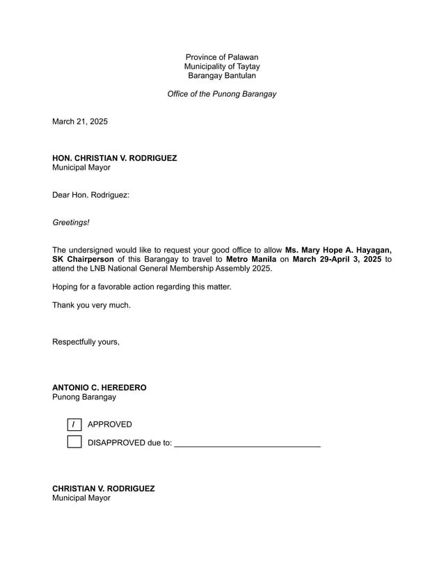 CERTIFICATION FOR TRAVEL - HAYAGAN Certificate of Travel completed ni ...