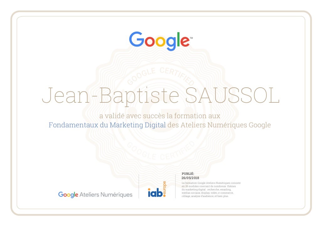 Certification Google Digital Active | PDF