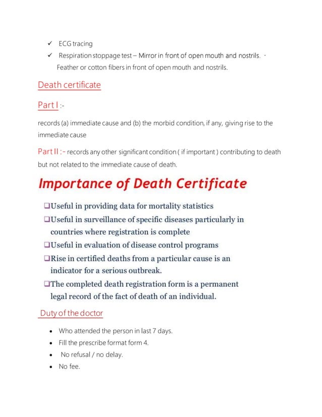 Certification of death | DOCX