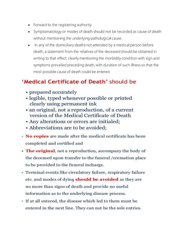 Certification of death | DOCX