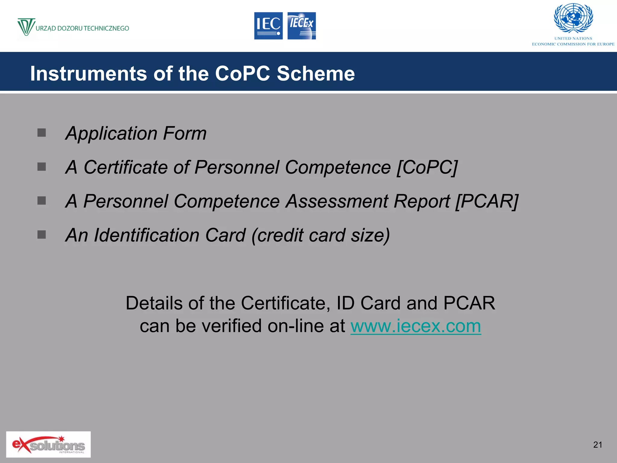 Certification of Personnel Competence (CoPC). IECEx | PDF