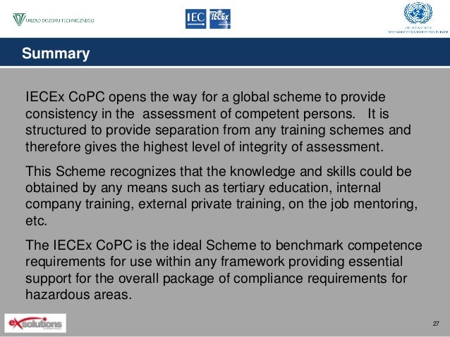Certification of Personnel Competence (CoPC). IECEx