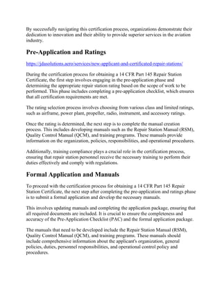 Certification Process for Obtaining a 14 CFR Part 145 Repair Station ...