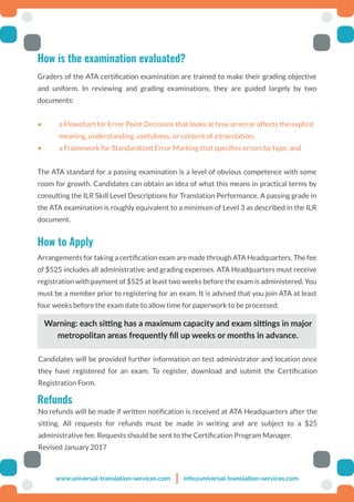 ATA Certifications examination overview | PDF