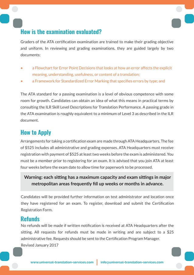 ATA Certifications examination overview | PDF