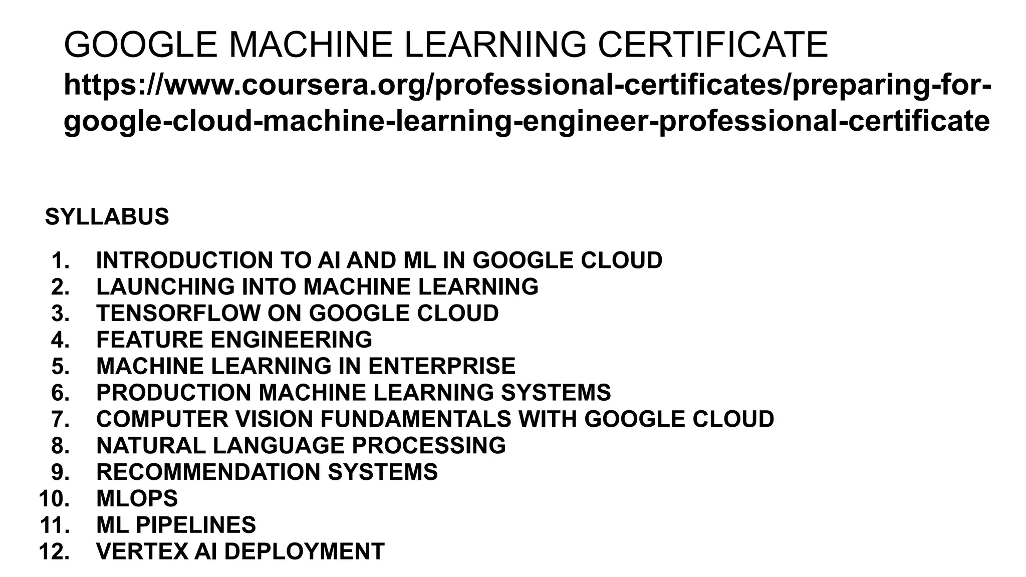 CERTIFICATIONS IN MACHINE LEARNING and AI | PDF