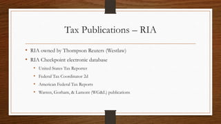 Certification workshop tax research | PPT