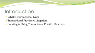 Certification workshop transactional law research | PPTX