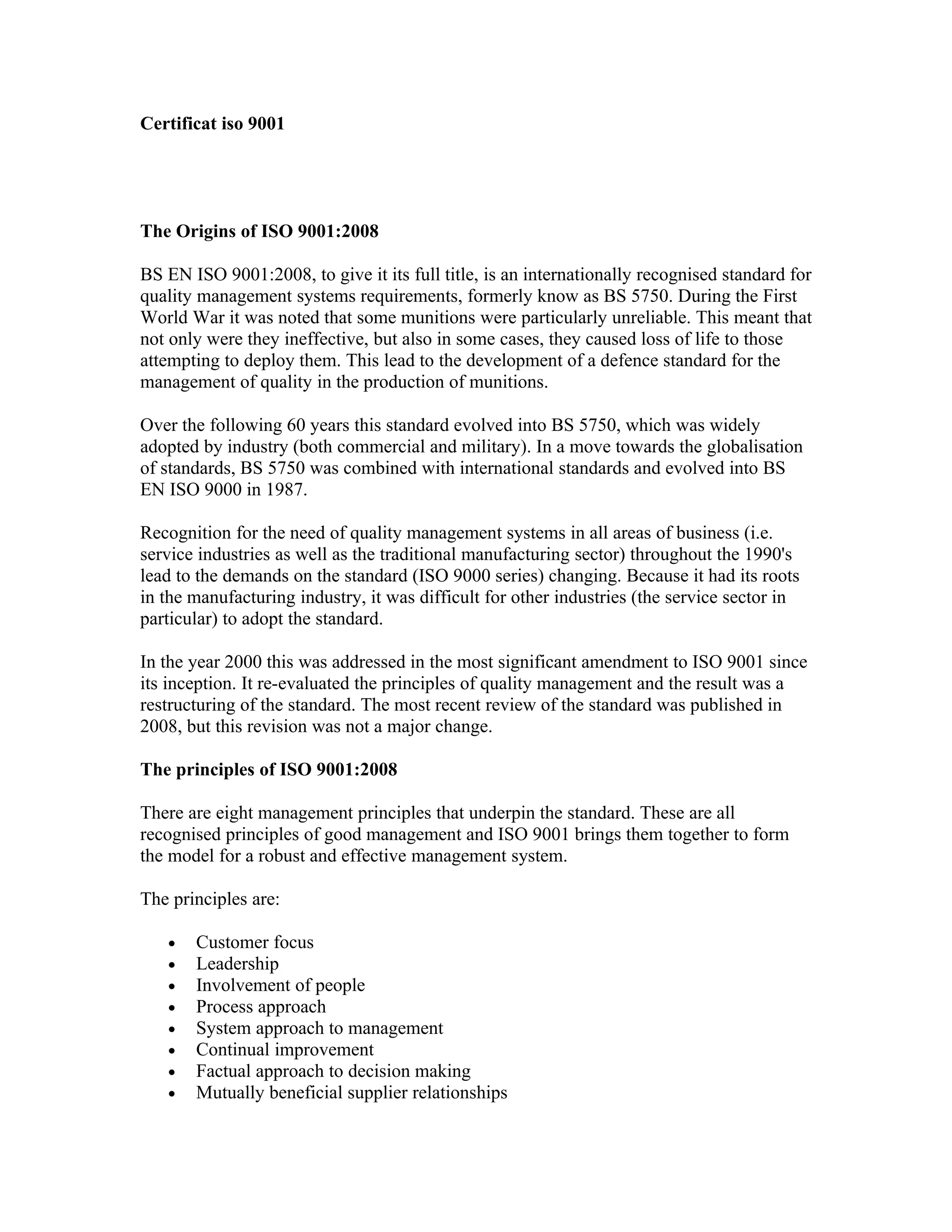 Certificat iso 9001 | DOC