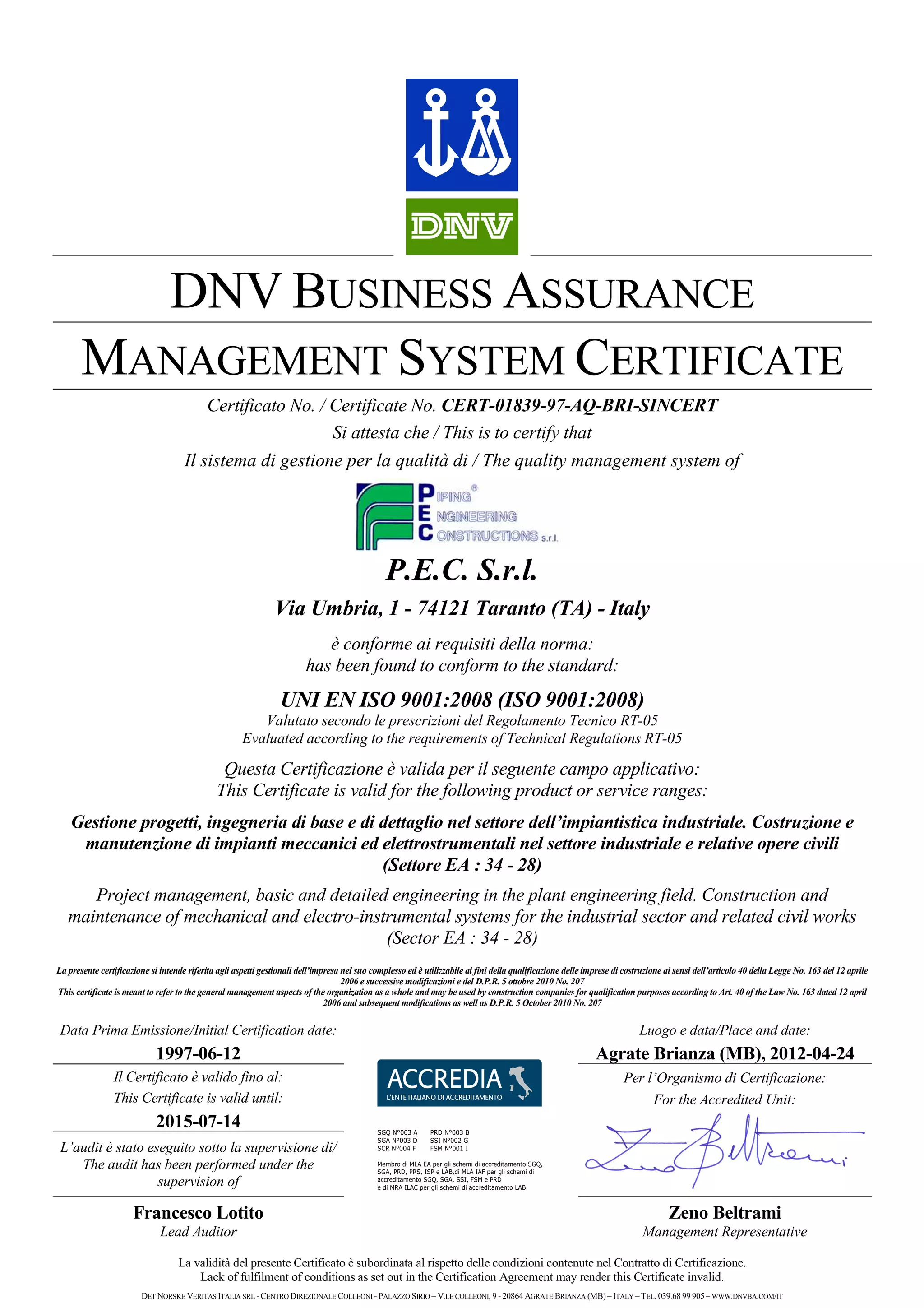 Certificato dnv | PDF | Business | Business and Finance