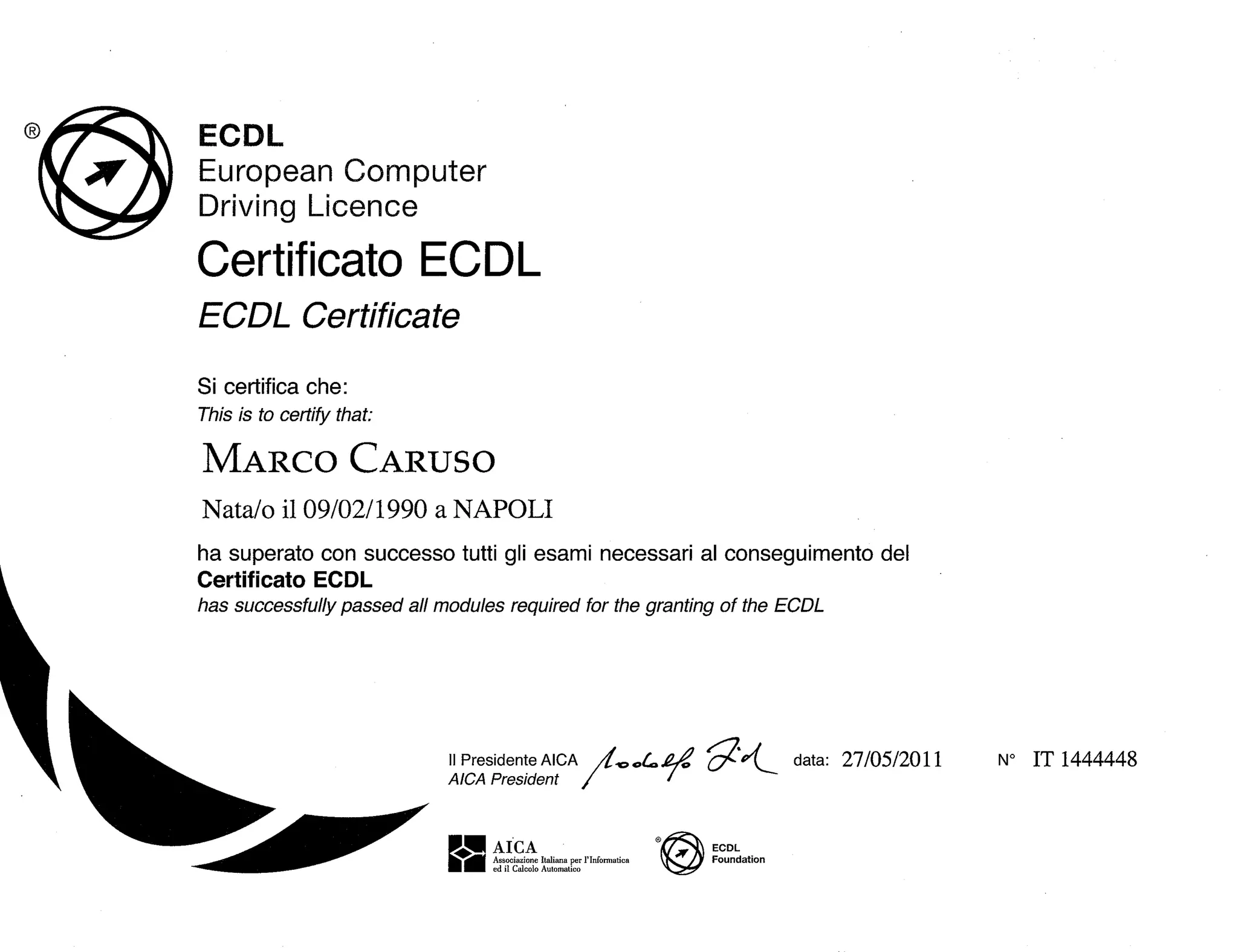 Certificato ecdl | PDF | Technology & Computing