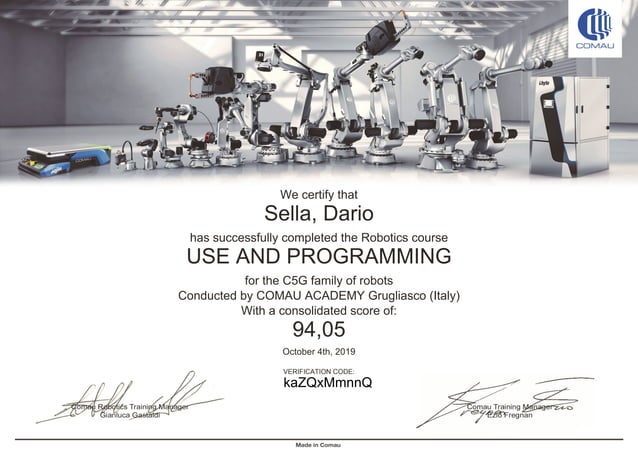 Certificazione Internazionale Comau | PDF