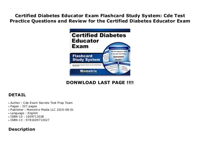 Certified Diabetes Educator Exam Flashcard Study System: Cde Test ... Certified Diabetes Educator Exam Flashcard Study System: Cde Test ...