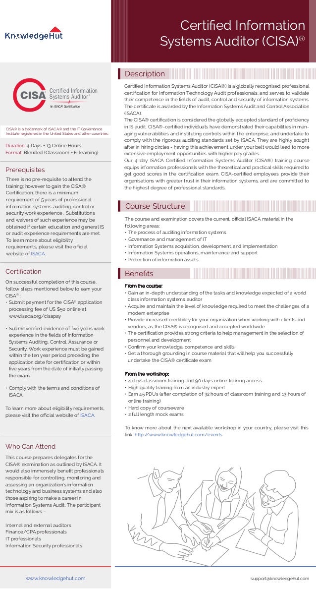 Certified Information System Auditor- CISA Certified Information System Auditor- CISA