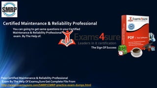 Certified Maintenance & Reliability Professional Study Guide Notes ...