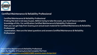 Certified Maintenance & Reliability Professional Study Guide Notes ...