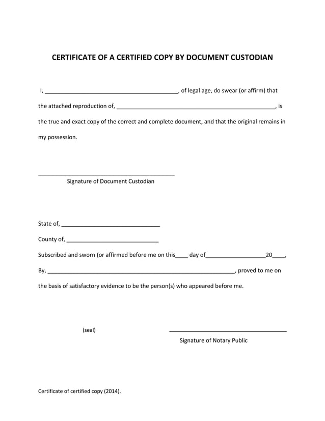 Certified copy acknowledgement | PDF