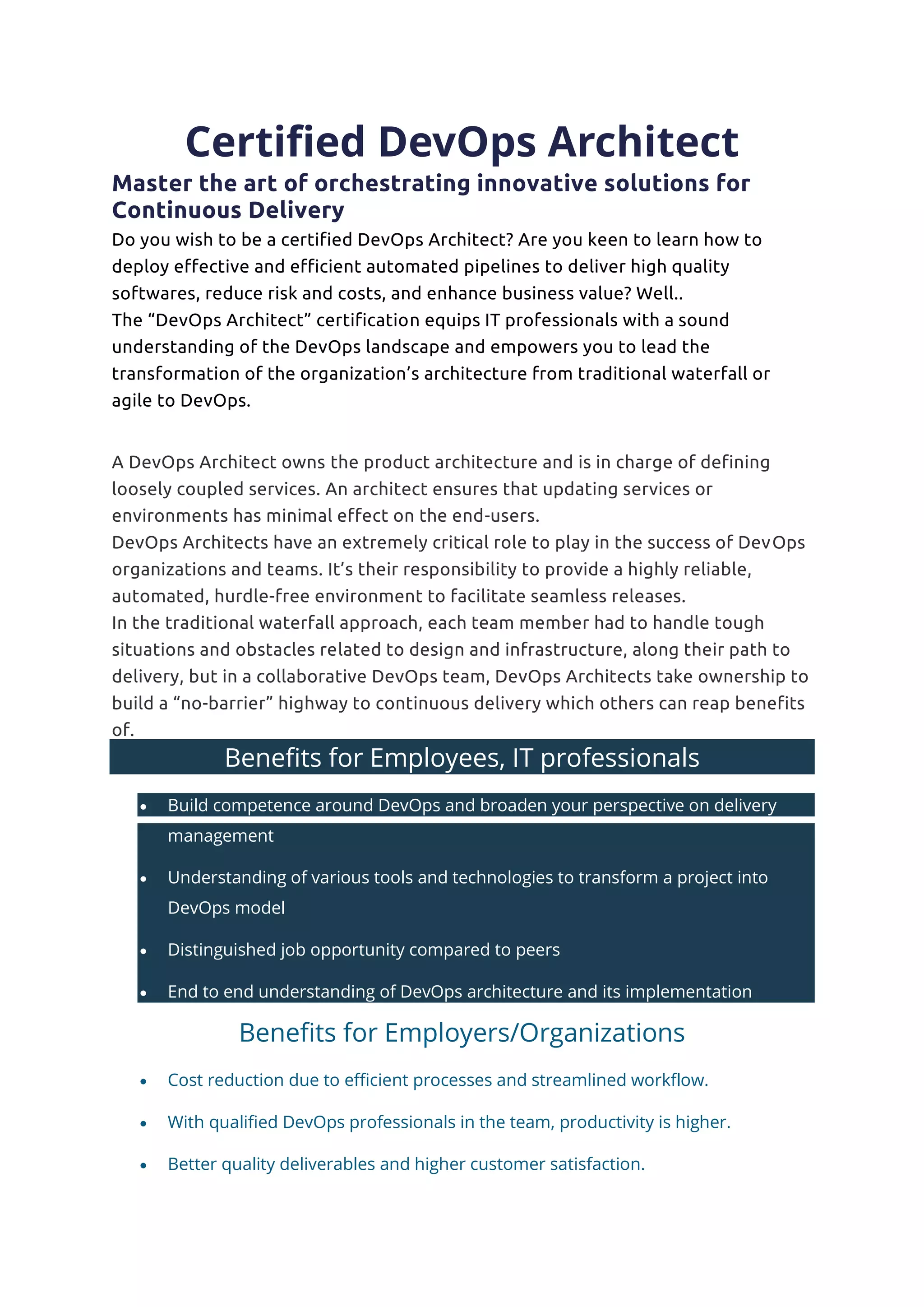 Certified DevOps Architect.pdf | Educational Assessment | Education