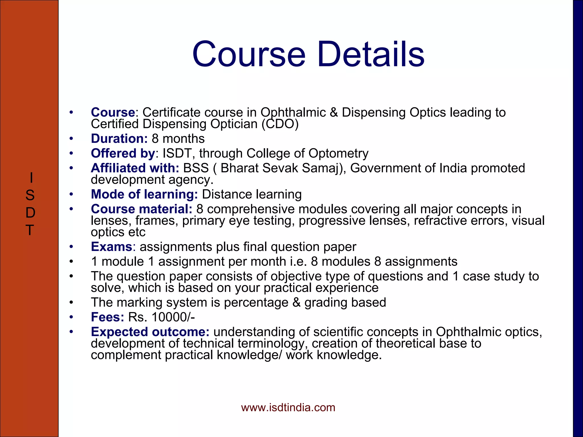 Certified dispensing optician (cdo) | PPS | Eye and Vision Conditions ...