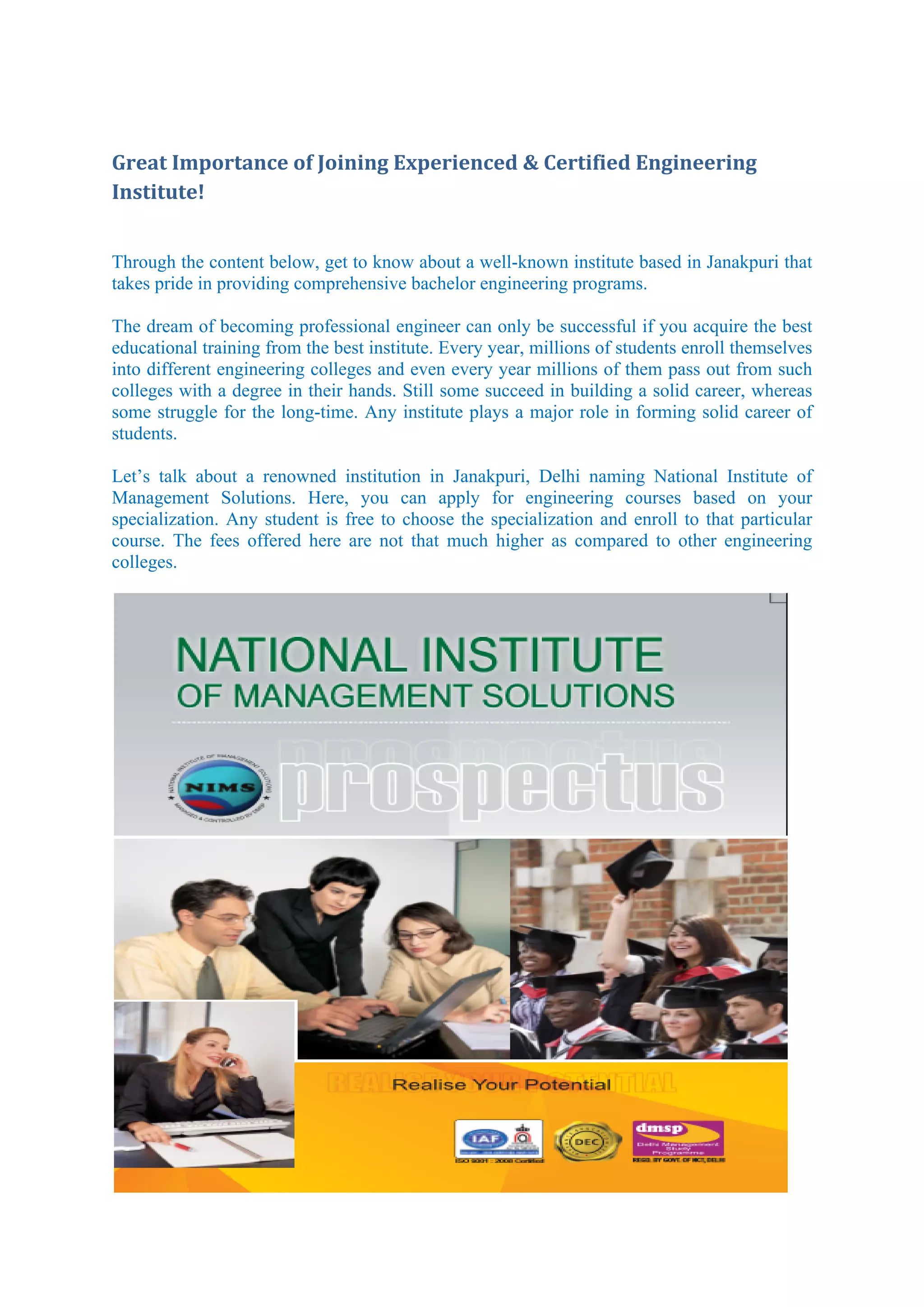 Certified engineering study nims janakpuri | PDF