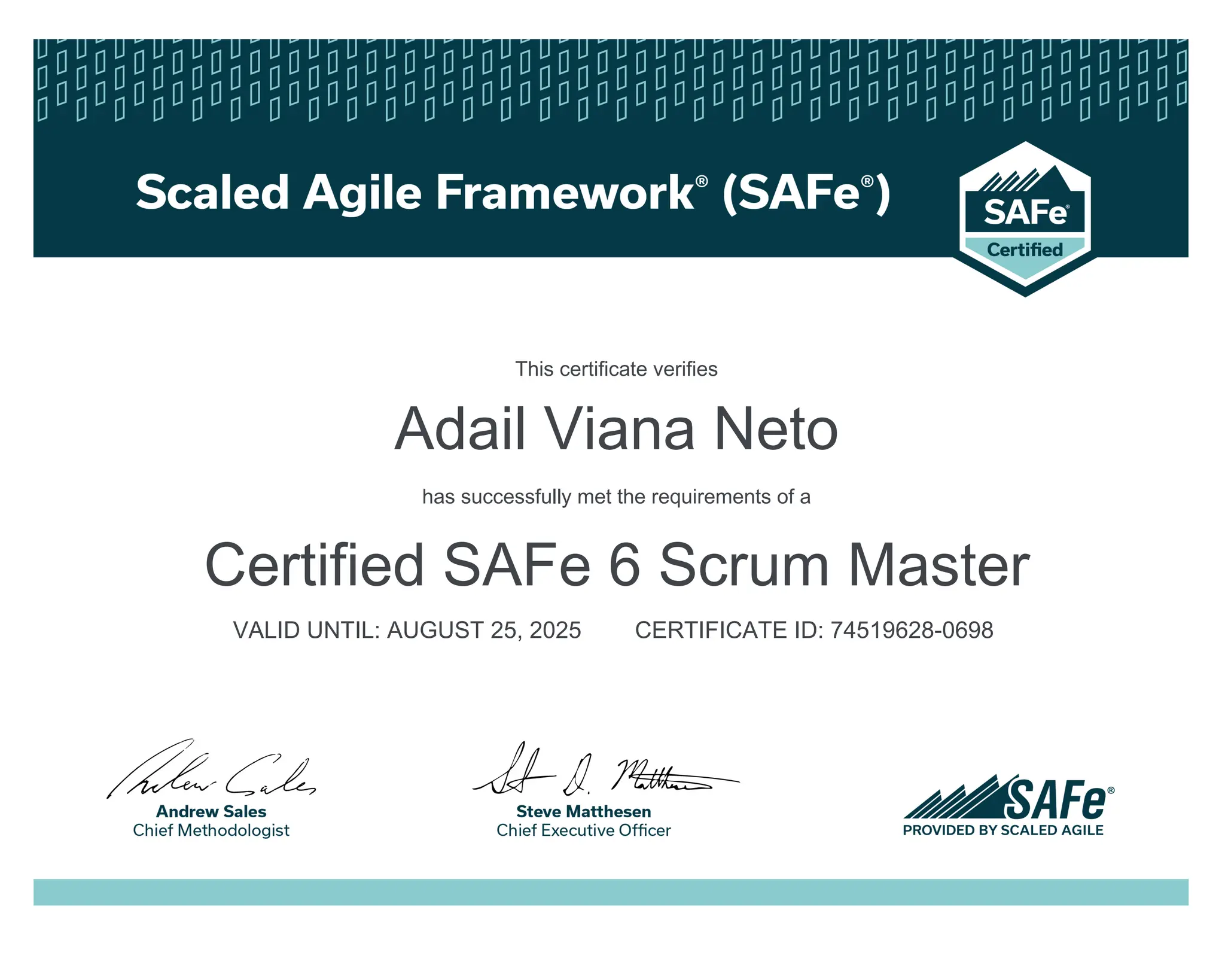 Certificação - Certified SAFe 6 Scrum Master | PDF
