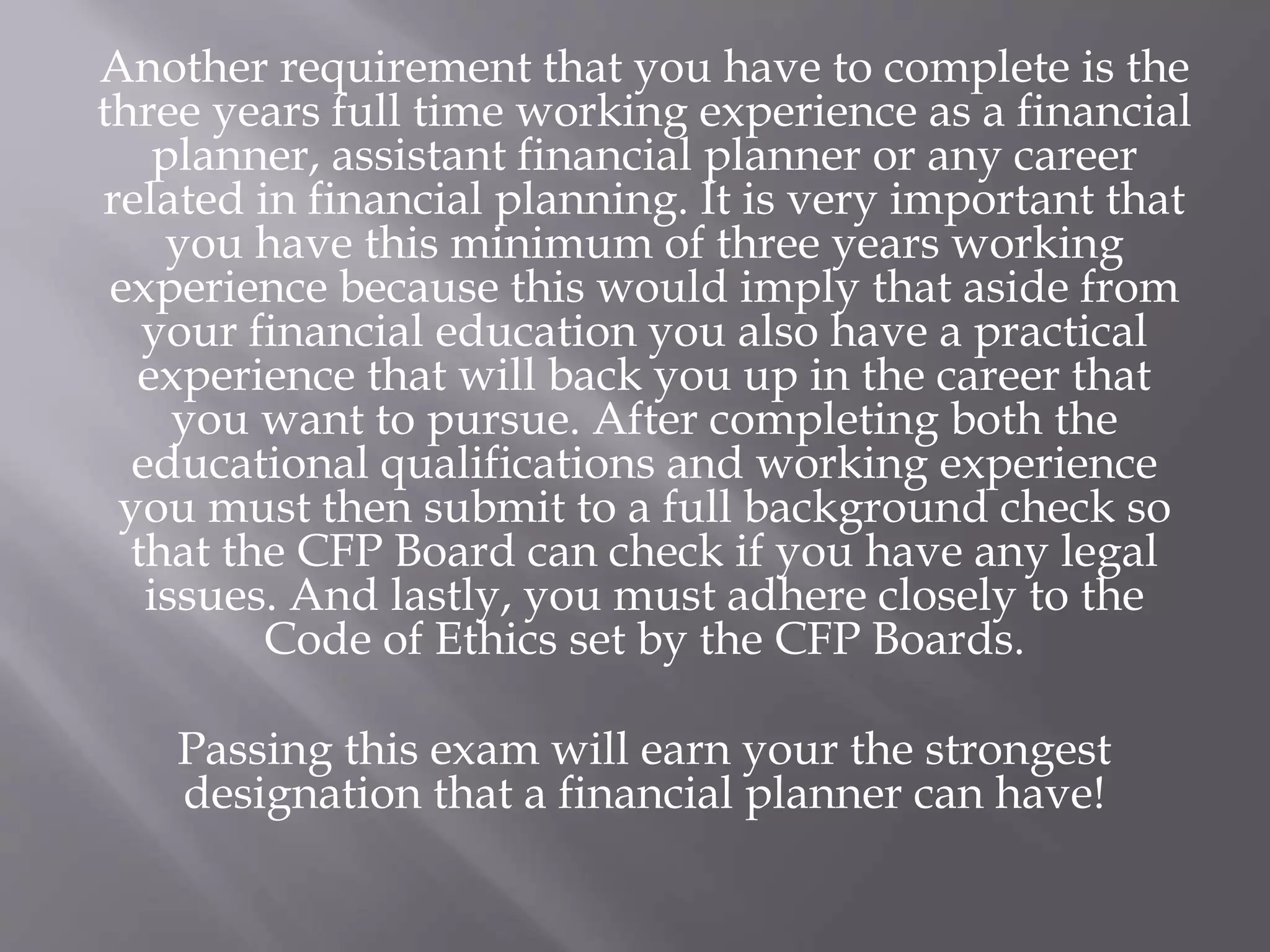 Certified financial planner exam | PPT