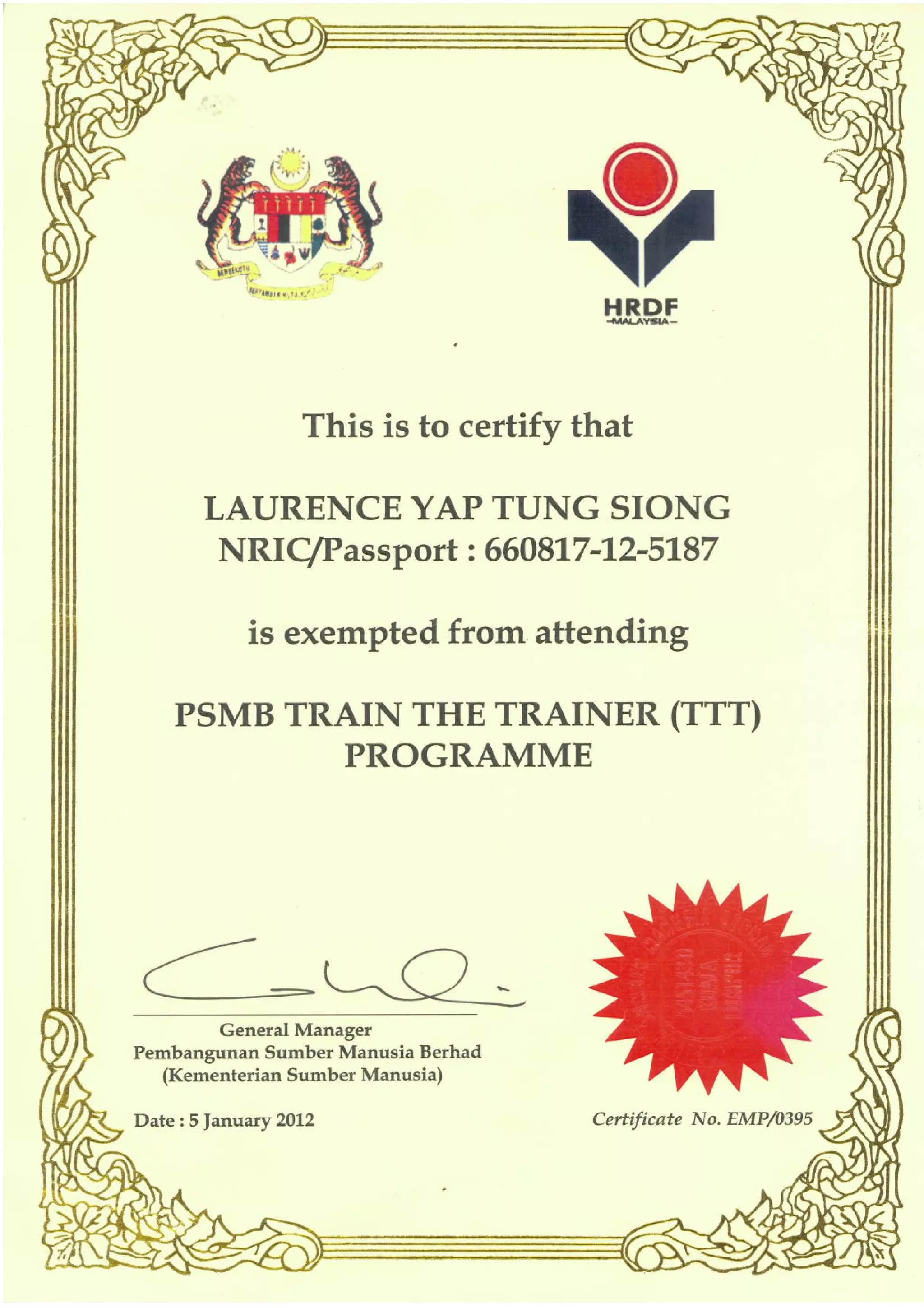 Certified hrdc trainer | PDF