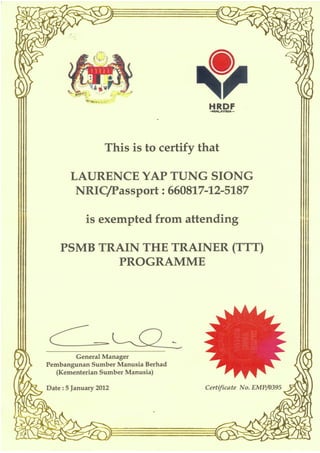 Certified hrdc trainer | PDF