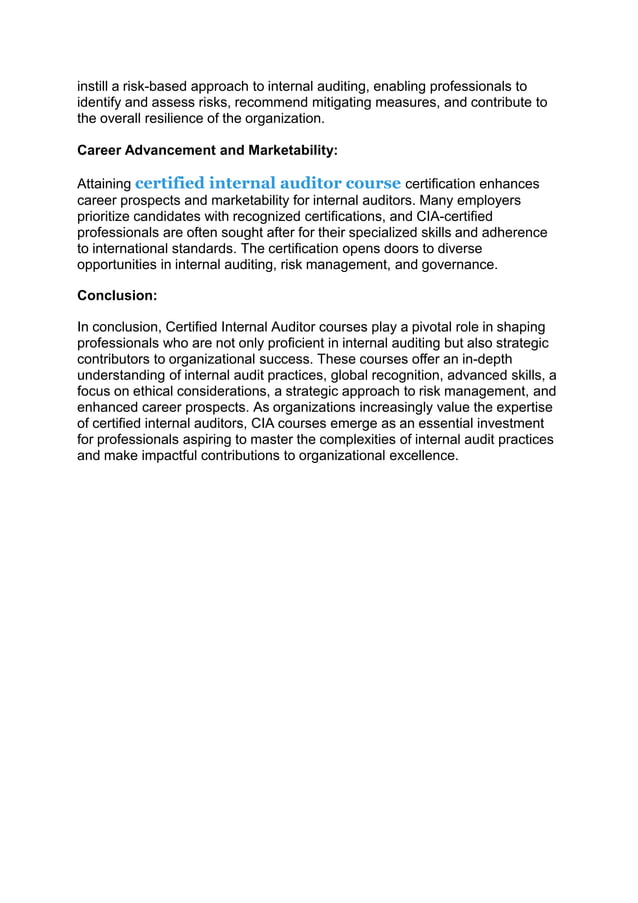 certified internal auditor course.ppt | Professional School ...