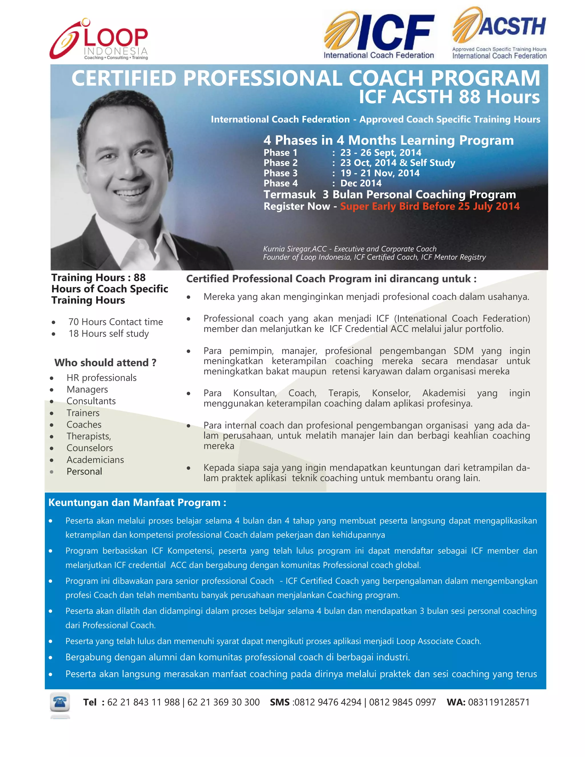 Certified professional coach program - ICF ACSTH 88 Hours batch 6 | PDF