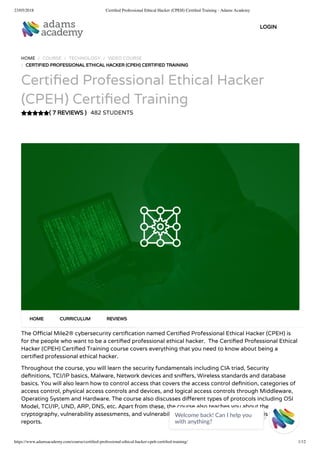 Certified professional ethical hacker (cpeh) certified training - Adams Academy | PDF
