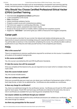 Certified professional ethical hacker (cpeh) certified training - Adams Academy | PDF